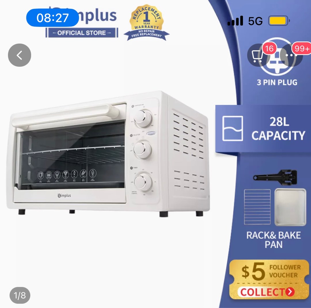 Simplus Electric Oven 28L, TV & Home Appliances, Kitchen Appliances ...