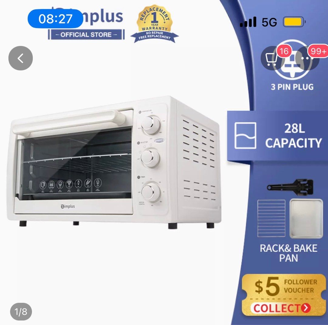 Simplus Electric Oven 28L, TV & Home Appliances, Kitchen Appliances ...