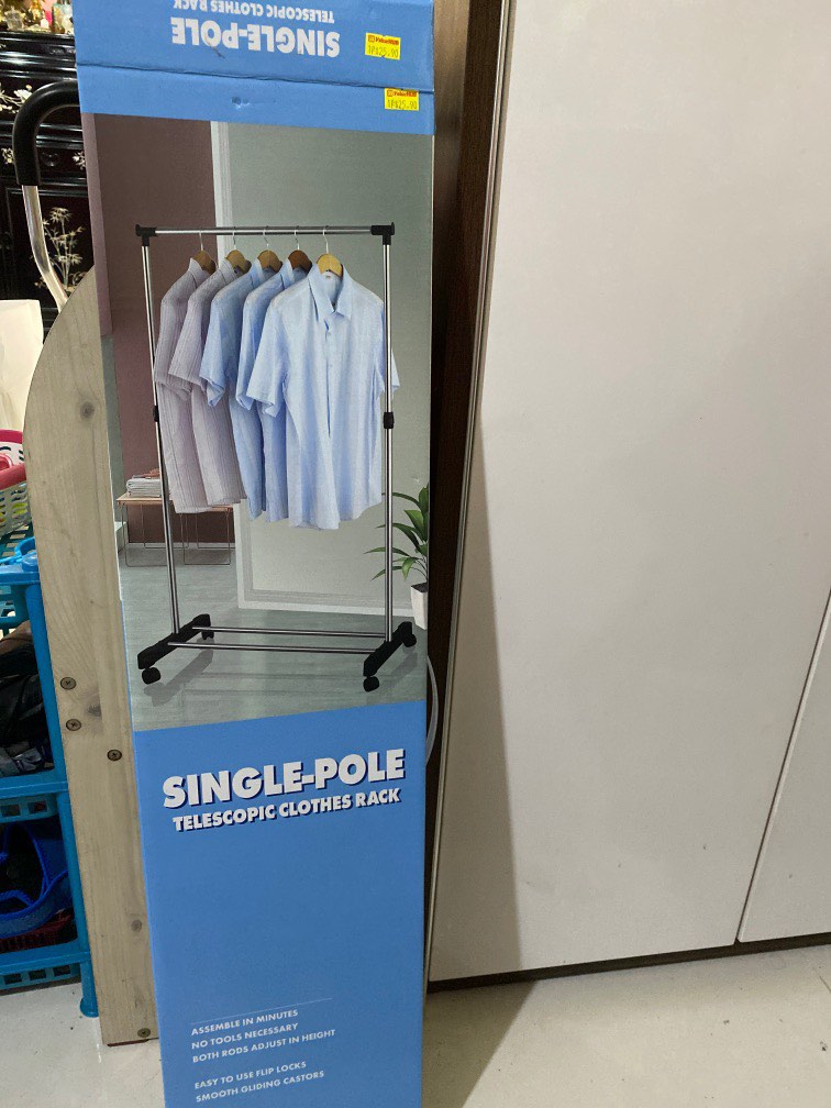 Single pole telescopic clothes rack, Furniture & Home Living, Home ...