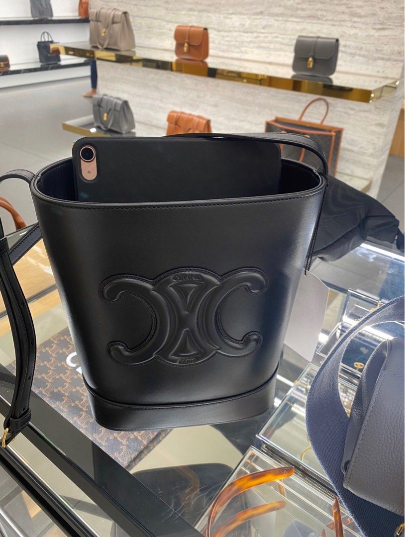CELINE SMALL BUCKET CUIR TRIOMPHE IN SMOOTH CALFSKIN BLACK, Women's ...