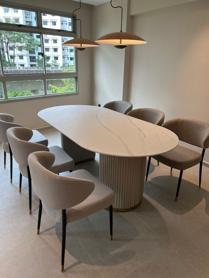 Snow White sintered stone dining table 2x1m, Furniture & Home Living ...