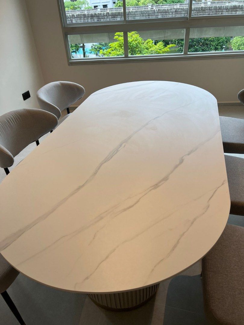 Snow White sintered stone dining table 2x1m, Furniture & Home Living ...