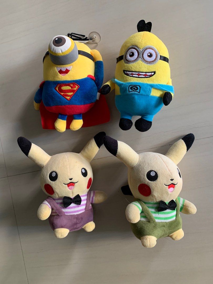 Soft toys - minion, pikachu, Hobbies & Toys, Toys & Games on Carousell