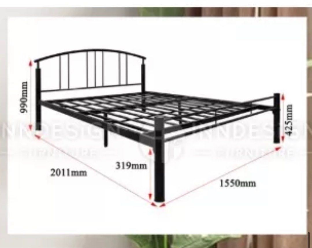 Solid metal bed frame queen size, Furniture & Home Living, Furniture ...