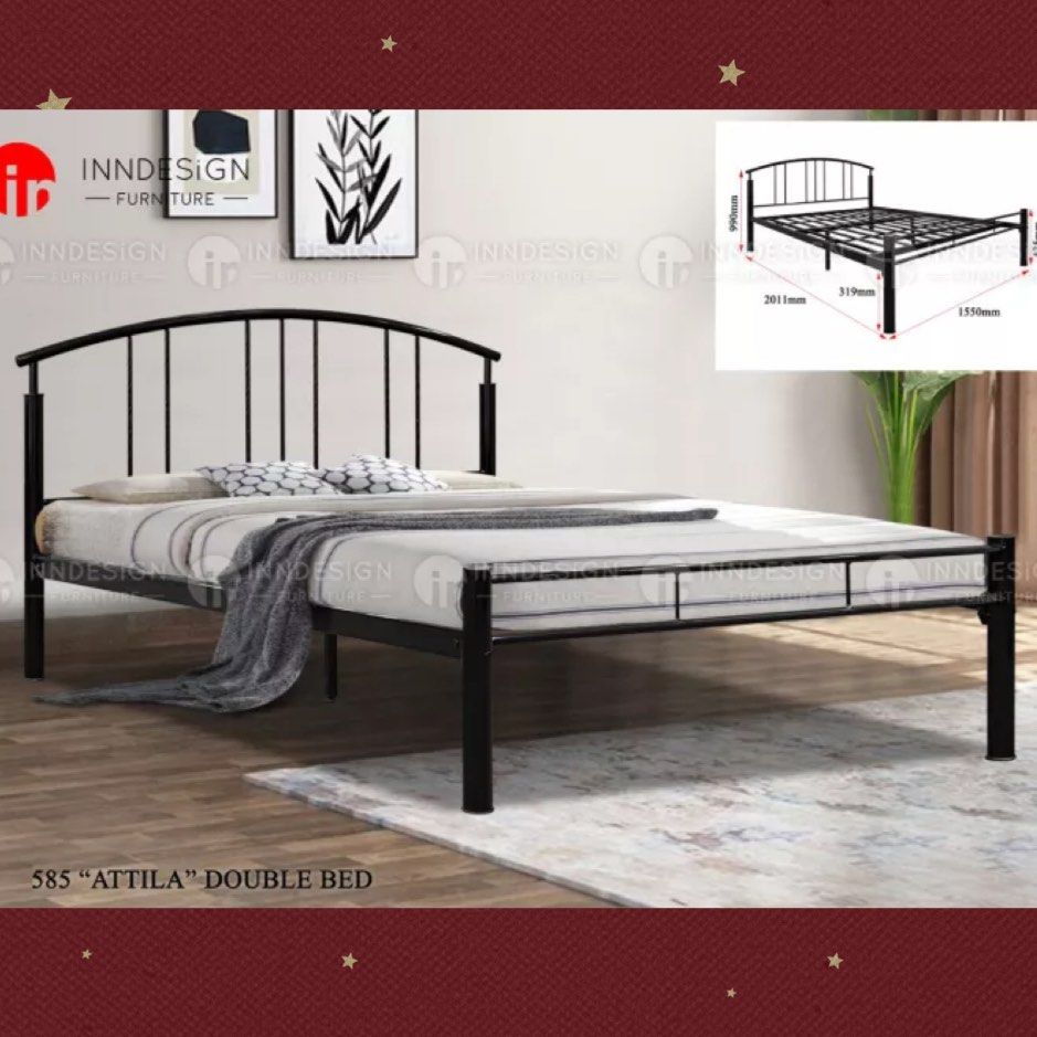 Solid metal bed frame queen size, Furniture & Home Living, Furniture ...