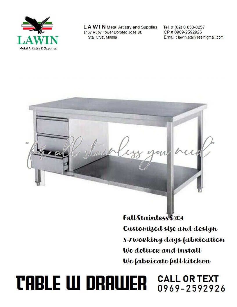 Stainless Table with drawers, Furniture & Home Living, Furniture ...