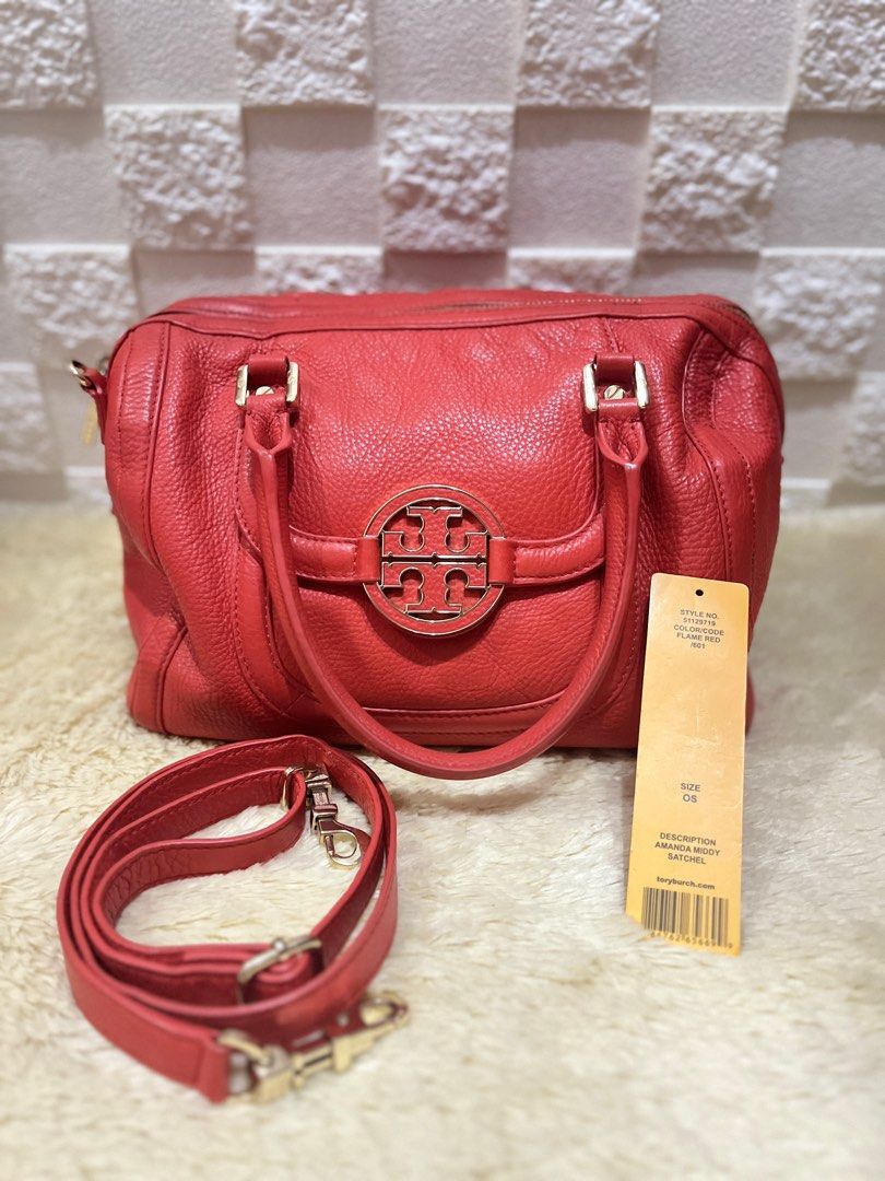 Tory Burch Amanda Middy Satchel Original, Fesyen Wanita, Tas & Dompet ...