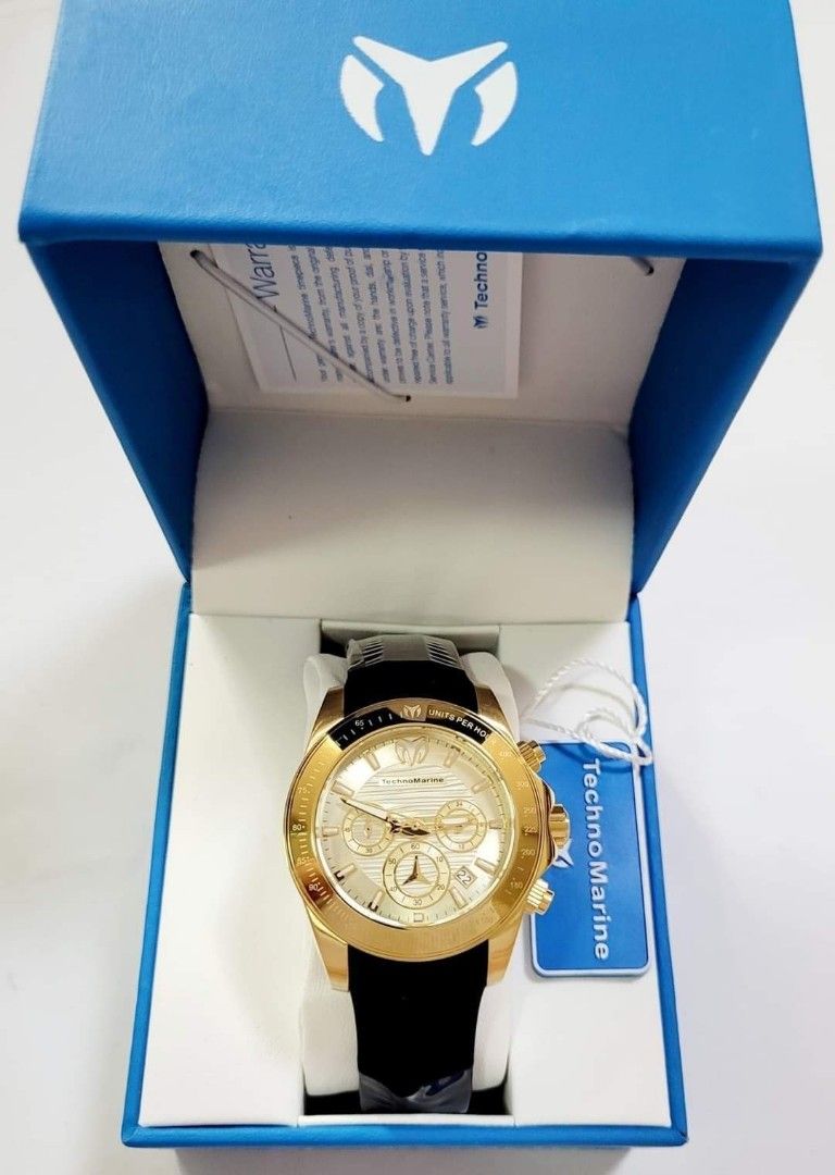 Technomarine Manta Ray Gold Dial Black Strap, Men's Fashion, Watches ...