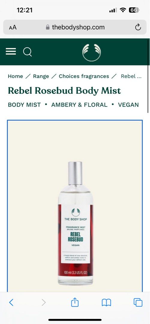 The Body Shop Rebel Rosebud Fragrance Mist, Beauty & Personal Care ...