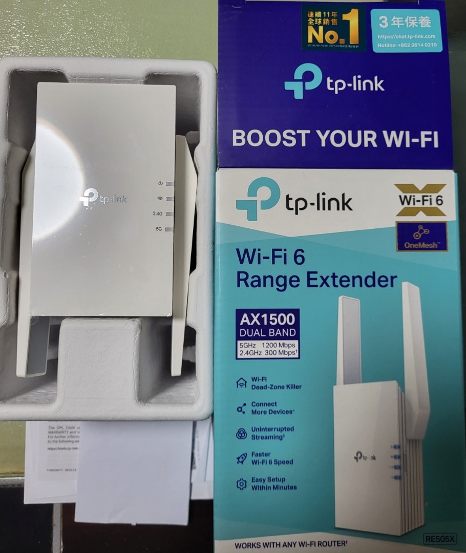 TP Link RE505X AX1500 802.11ax WiFi 6 Range Extender 雙頻無線網路訊號延伸器, 電腦＆科技 ...
