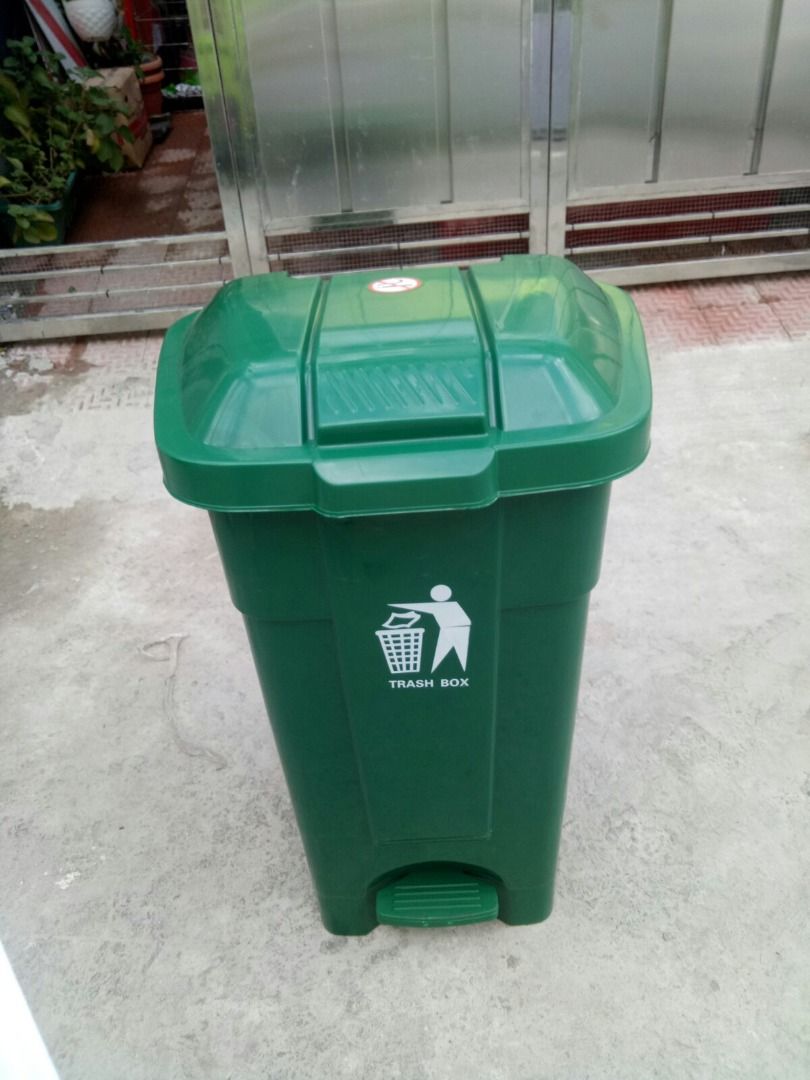 Trash bin trash box with wheels, Furniture & Home Living, Cleaning ...