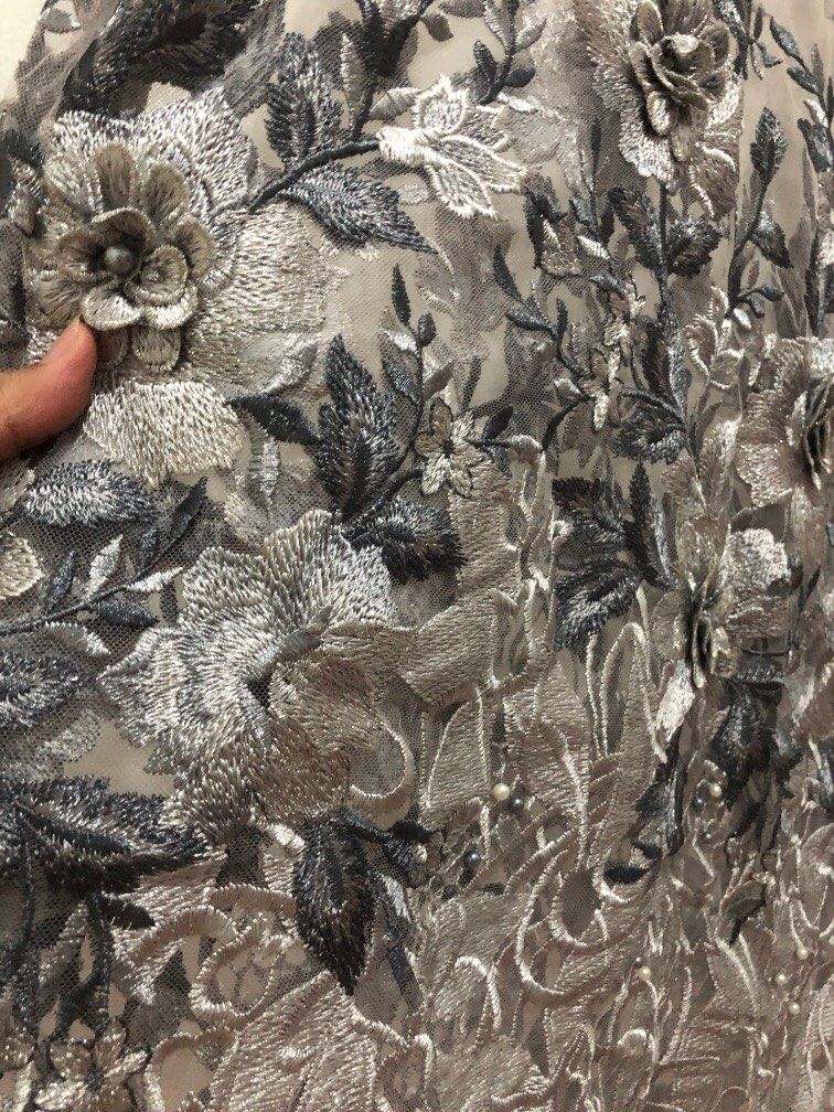 Tunik warna abu bunga 3D cantik , ada inner panjang, Fesyen Wanita ...