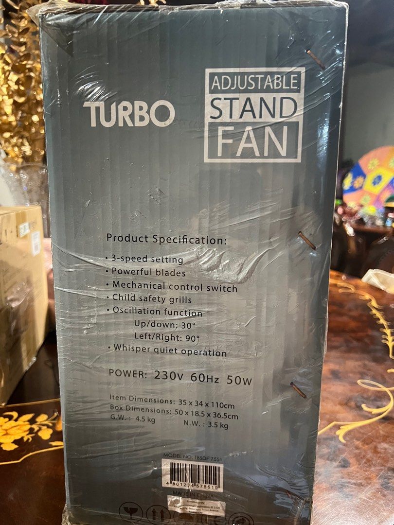 Turbo Adjustable stand fan, Furniture & Home Living, Lighting & Fans ...