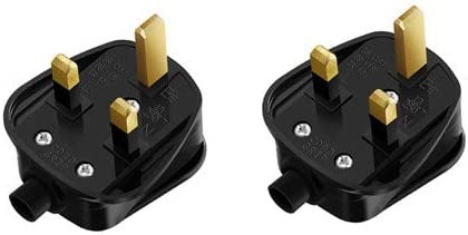 UK 13 A Fused Mains Plugs, 3 pin Plug with Cord Grip Rewireable Black ...
