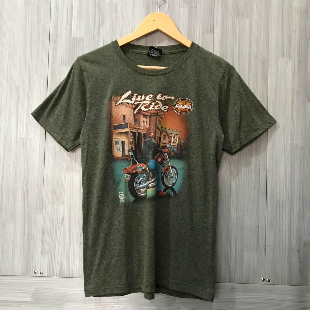 Vintage Bootleg live to Ride Motorcycle, Fesyen Pria, Pakaian , Atasan ...