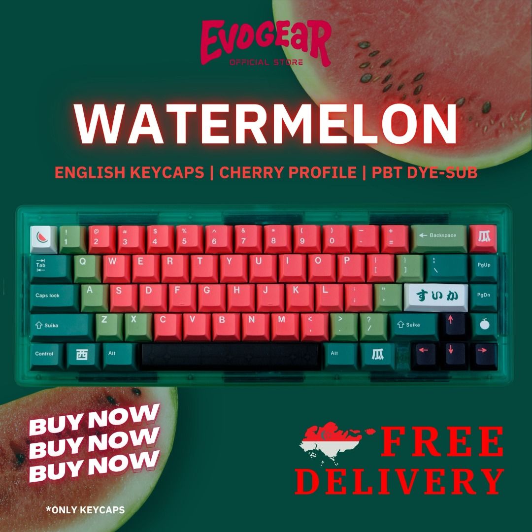 Watermelon Keycaps | English Keycaps | Cherry Profile | PBT Dye-Sub ...
