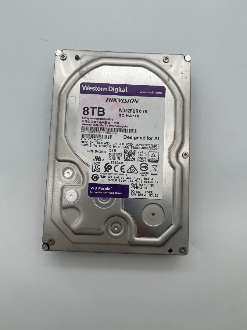 Western Digital 8TB Purple Surveillance HDD by HIKVISION WD82PURX-78 ...