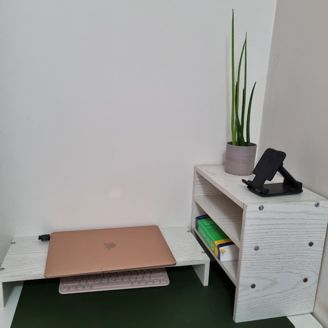 Wooden computer stand and cabinet set, Furniture & Home Living, Office ...