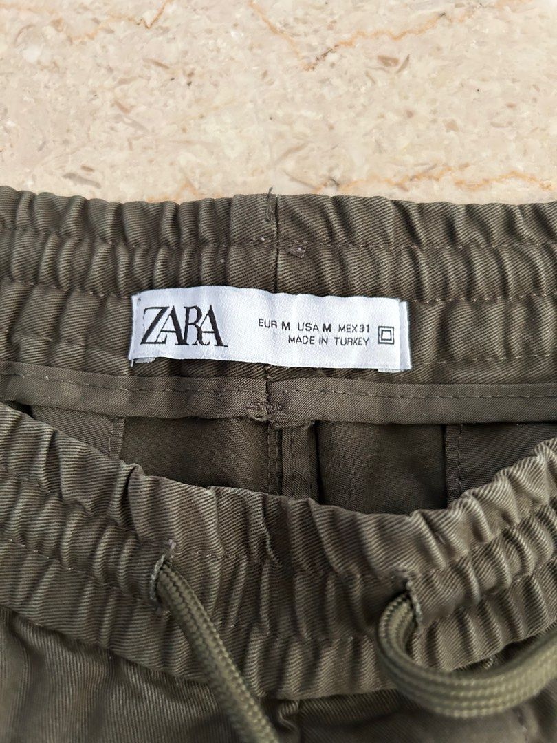 ZARA Cargo Pants (Khaki Green), Men's Fashion, Bottoms, Trousers on Carousell
