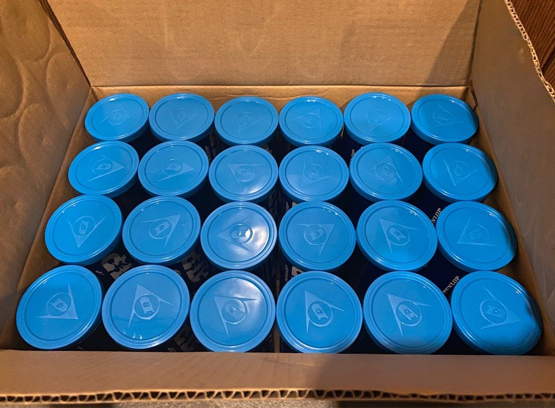1 box 72 Dunlop ATP tennis balls (24 cans of previously pressurised ...