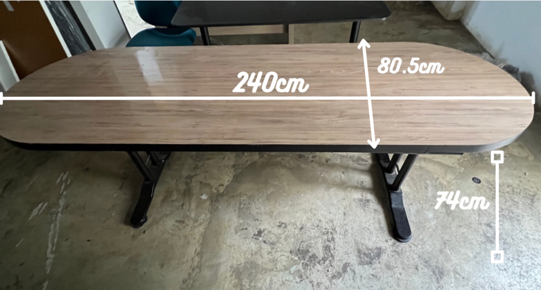 240cm long conference table (sliding surface) (metal legs), Furniture ...