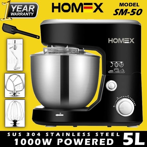 5L HOMEX SM-50 Electric Kitchen Stand Mixer Model Multifunction Dough ...