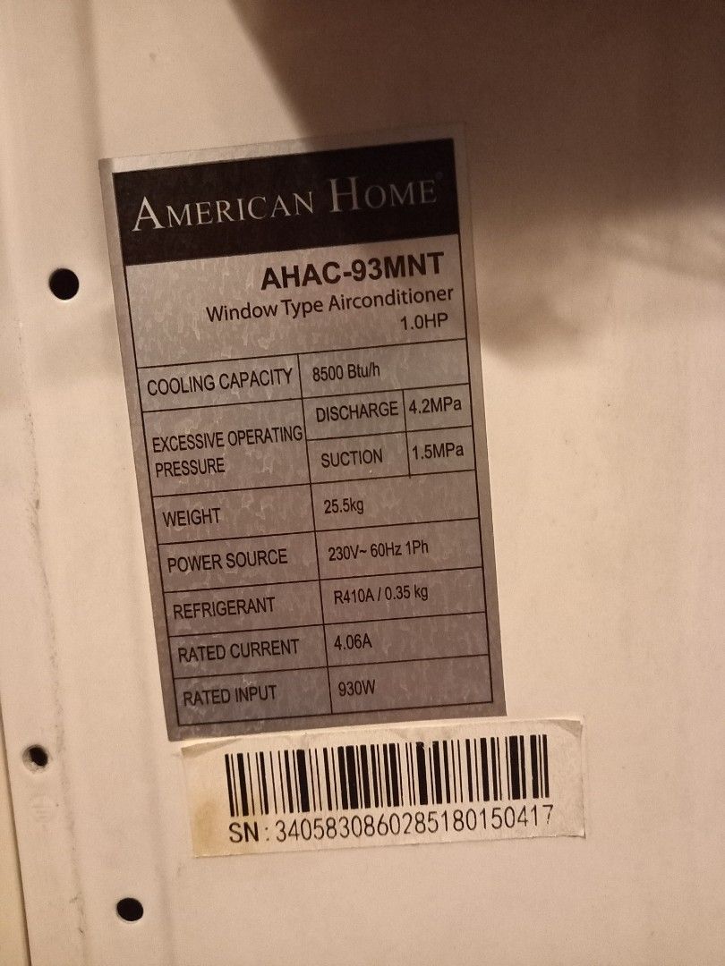 American Home (Window type Airconditioner), TV & Home Appliances, Air ...