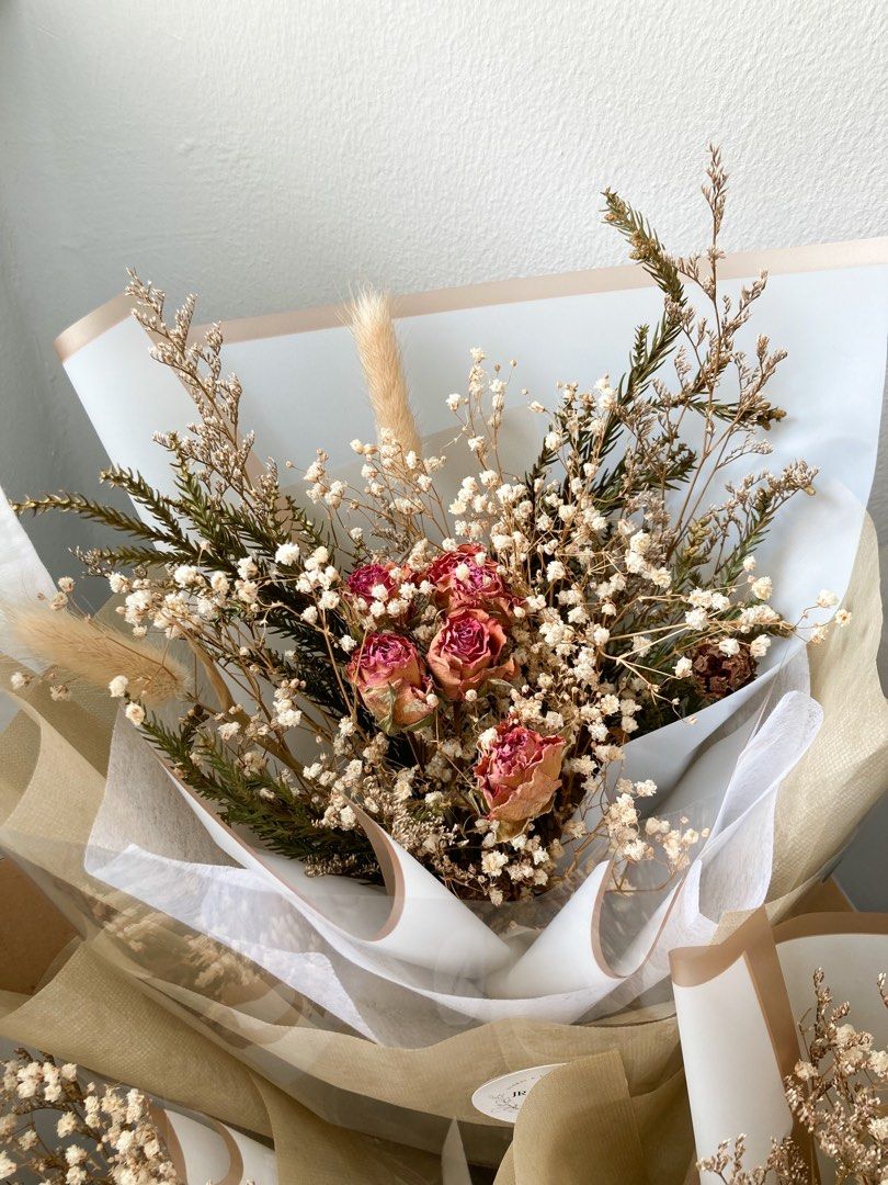 Big Size Dried Rose Flower Bouquet, Hobbies & Toys, Stationery & Craft ...