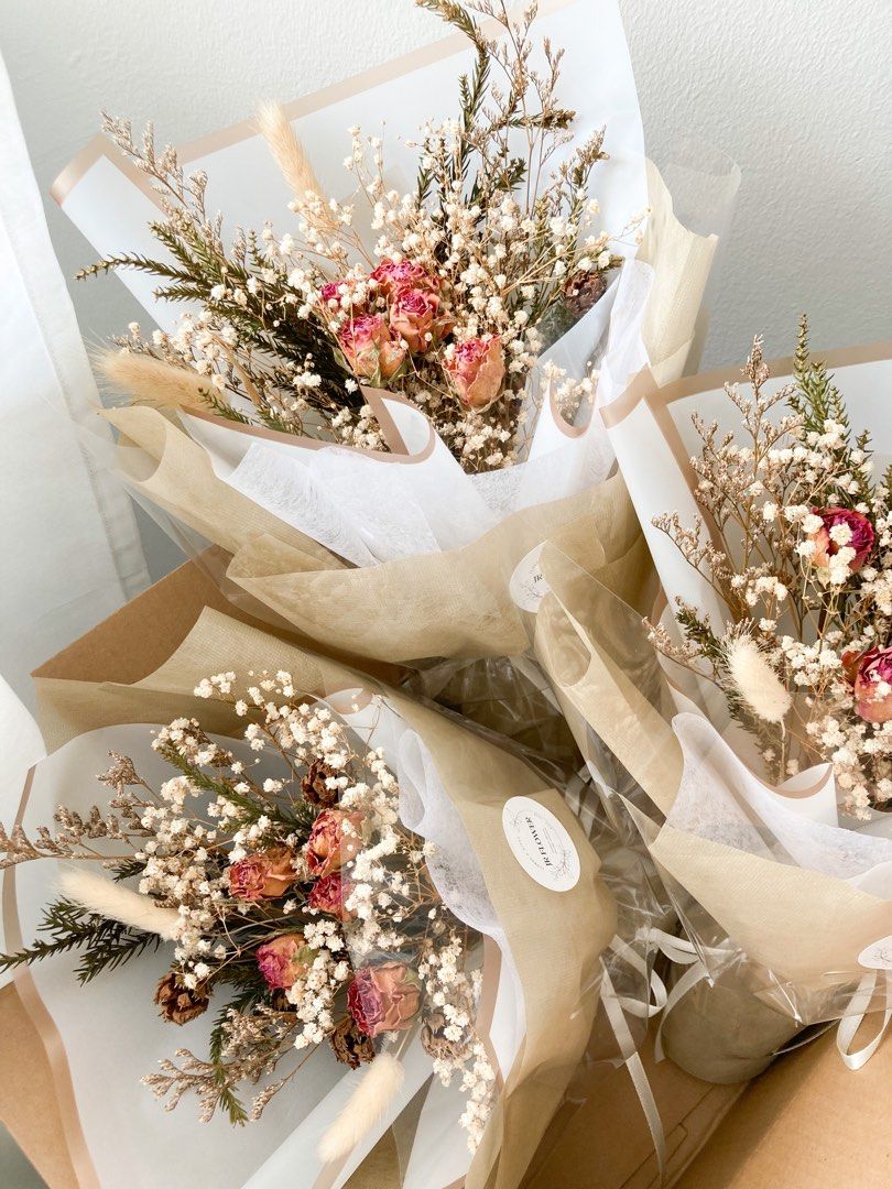 Big Size Dried Rose Flower Bouquet, Hobbies & Toys, Stationery & Craft ...