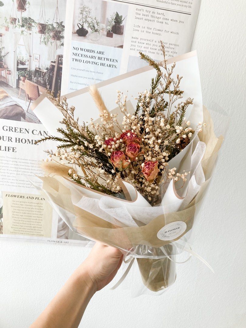 Big Size Dried Rose Flower Bouquet, Hobbies & Toys, Stationery & Craft ...