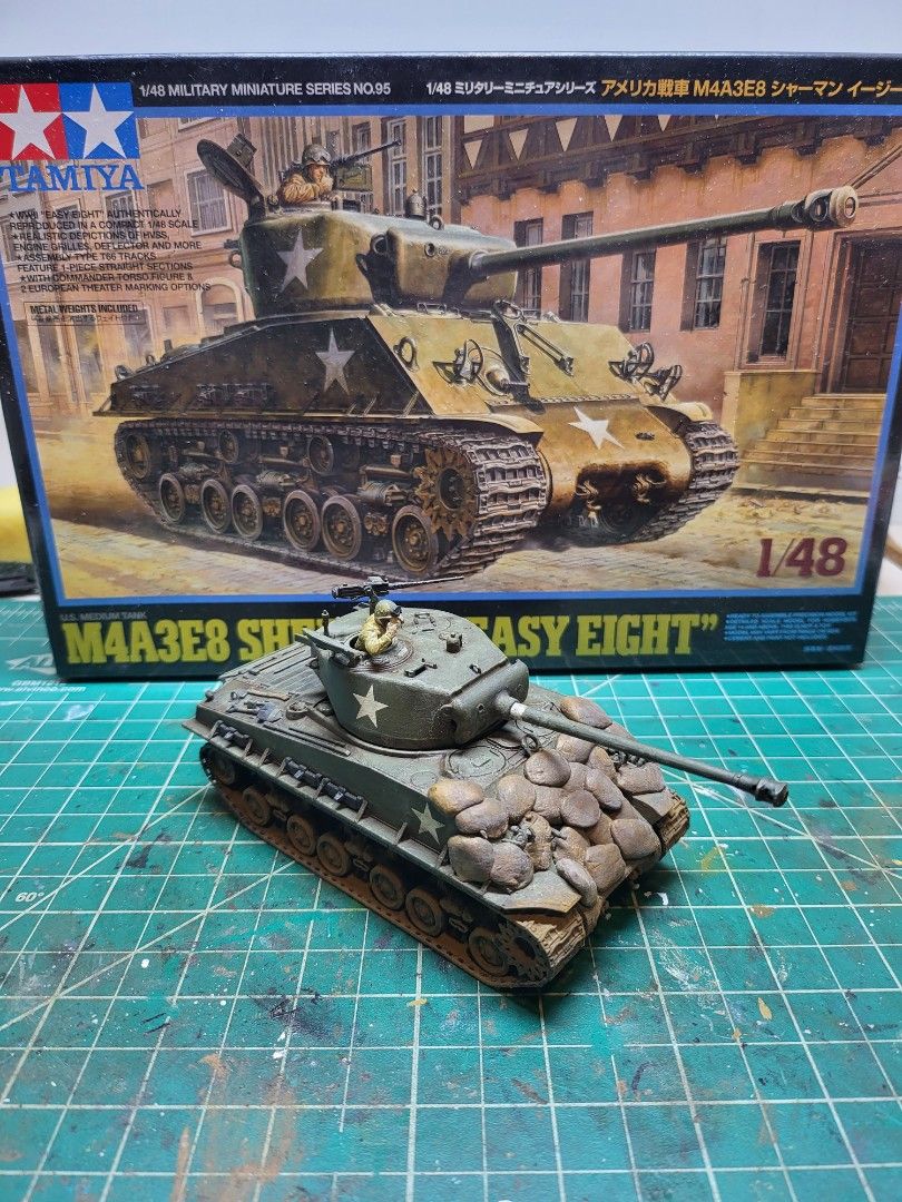 BUILT Tamiya 1/48 M4A3E8 Sherman "Easy Eight" Model, Hobbies & Toys, Toys & Games on Carousell