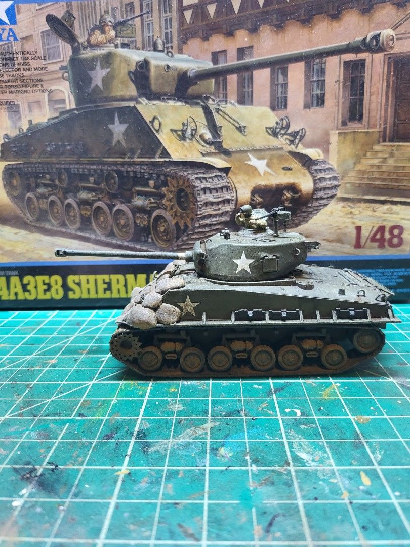 BUILT Tamiya 1/48 M4A3E8 Sherman "Easy Eight" Model, Hobbies & Toys, Toys & Games on Carousell
