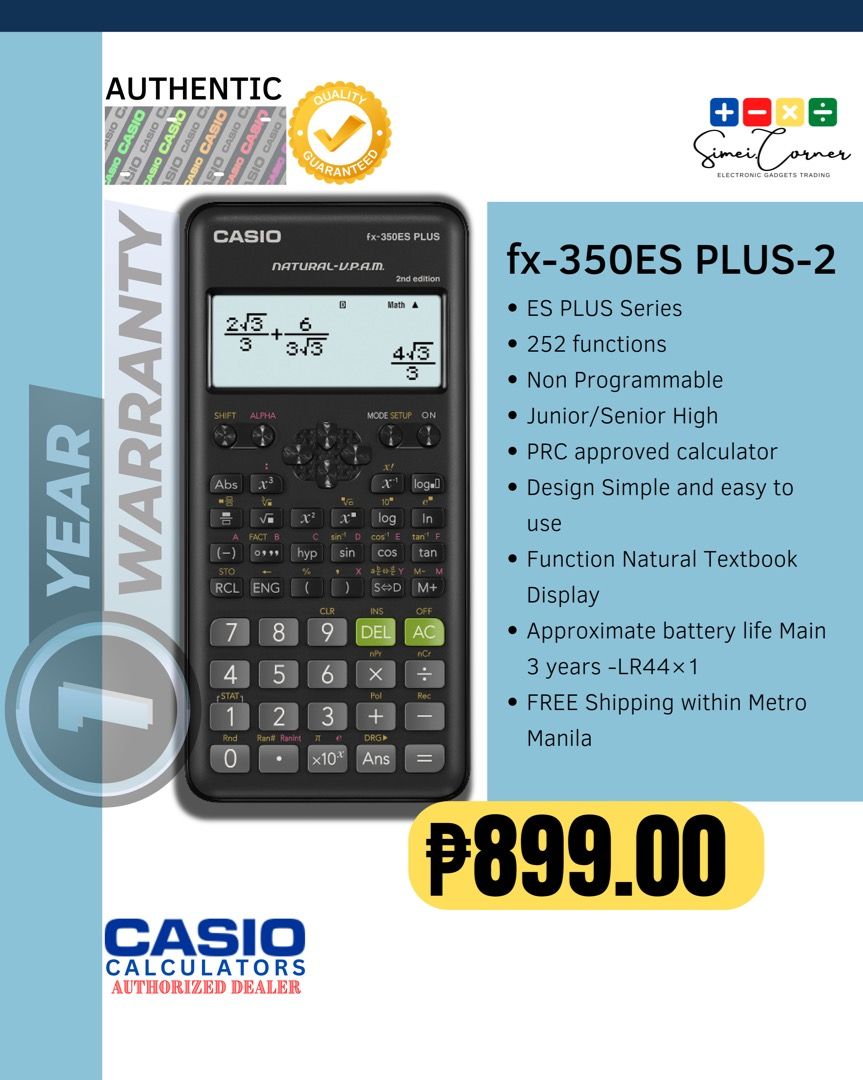 Casio Scientific Calculator fx-350es plus 2, Computers & Tech, Office ...