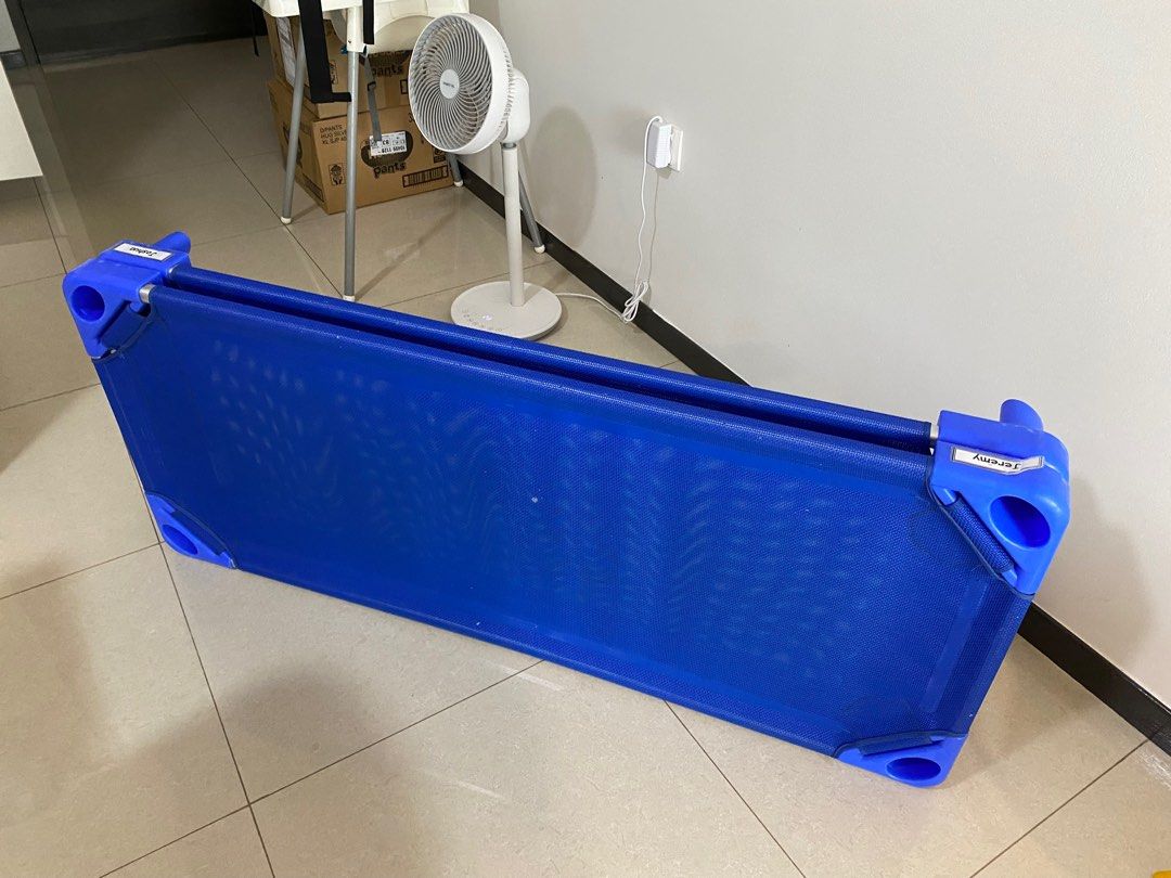 Childcare stackable mesh cot (blue color), Babies & Kids, Baby Nursery ...