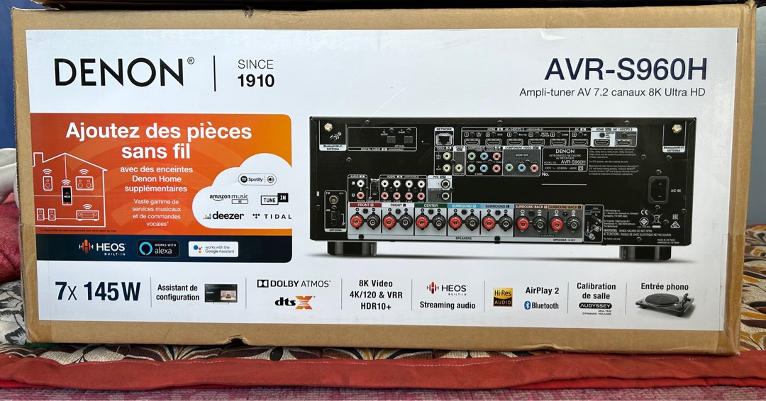 Denon AVR-S960H 7.2 Atmos AV Receiver, Audio, Soundbars, Speakers ...