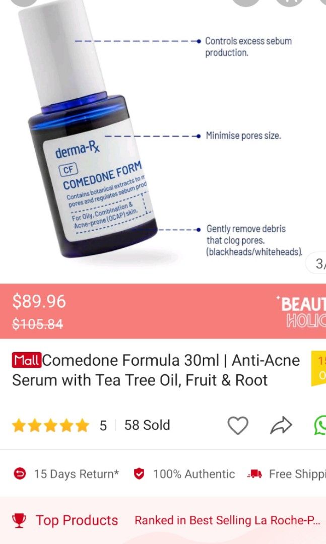 Derma-RX Comedone Formula, Beauty & Personal Care, Face, Face Care on ...