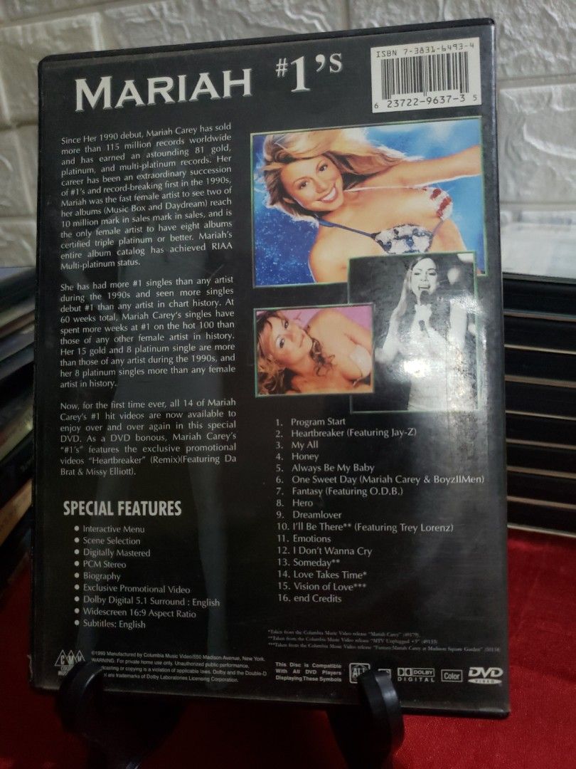 DVD - MARIAH CAREY _ #1's, Hobbies & Toys, Music & Media, CDs & DVDs on Carousell