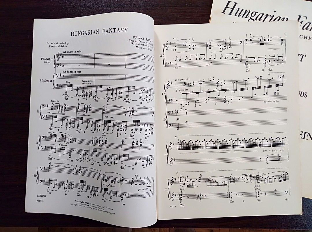 1950 HUNGARIAN FANTASY by FRANZ LISZT Version for Two Pianos, Four ...