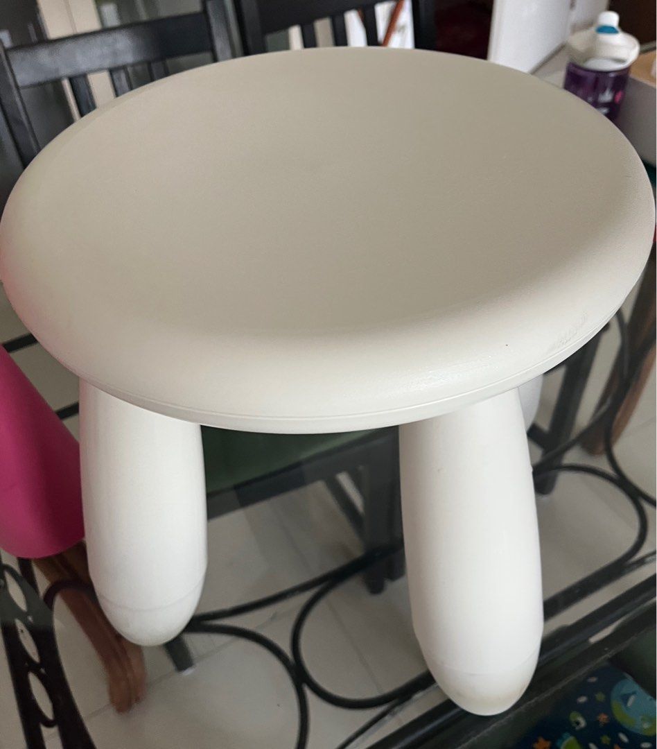 Ikea kids table ,chair and stool with black and white writing board ...