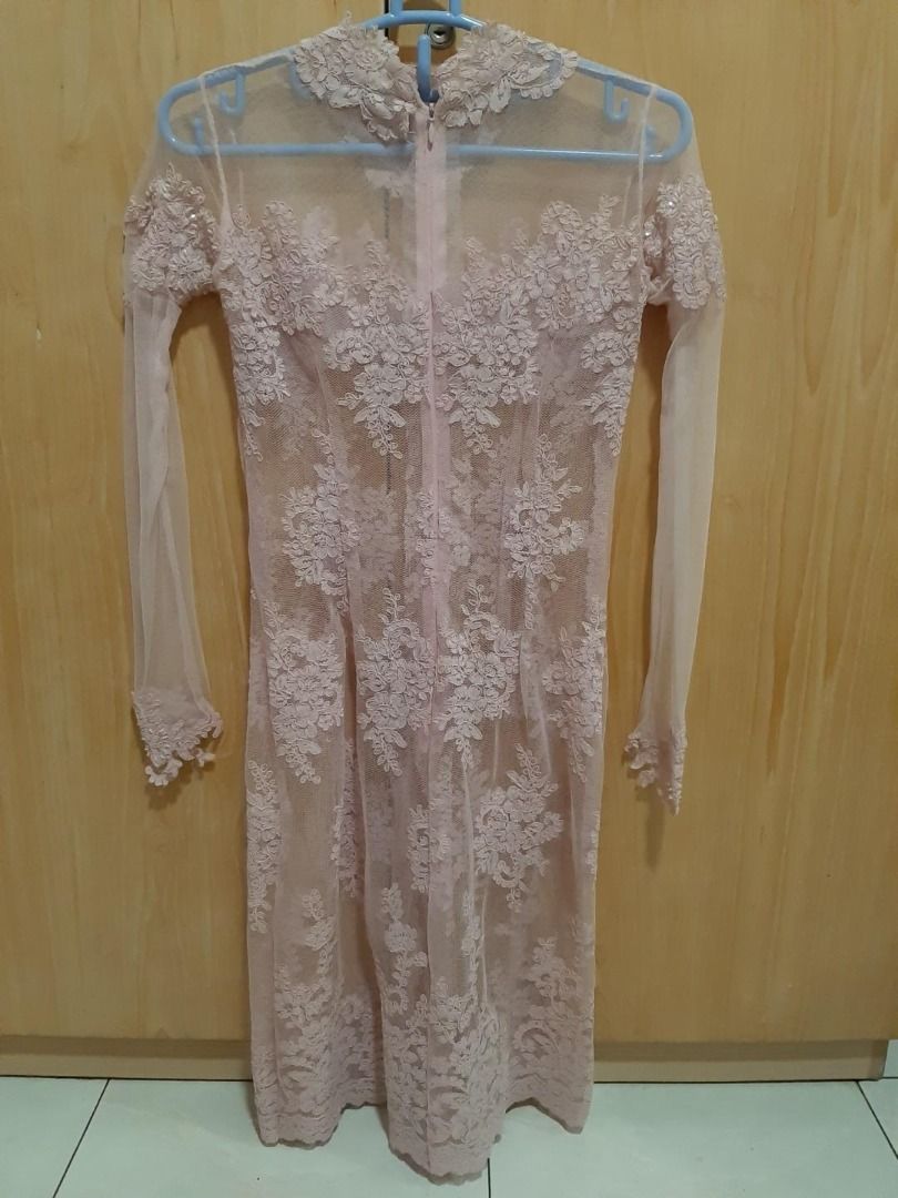 Kebaya Pink Nude, Fesyen Wanita, Pakaian Wanita, Gaun & Rok di Carousell