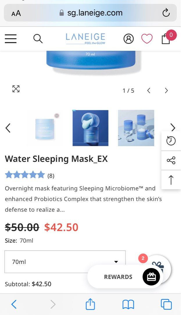 LANEIGE Water Sleeping Mask_EX (70ml), Beauty & Personal Care, Face, Face Care on Carousell