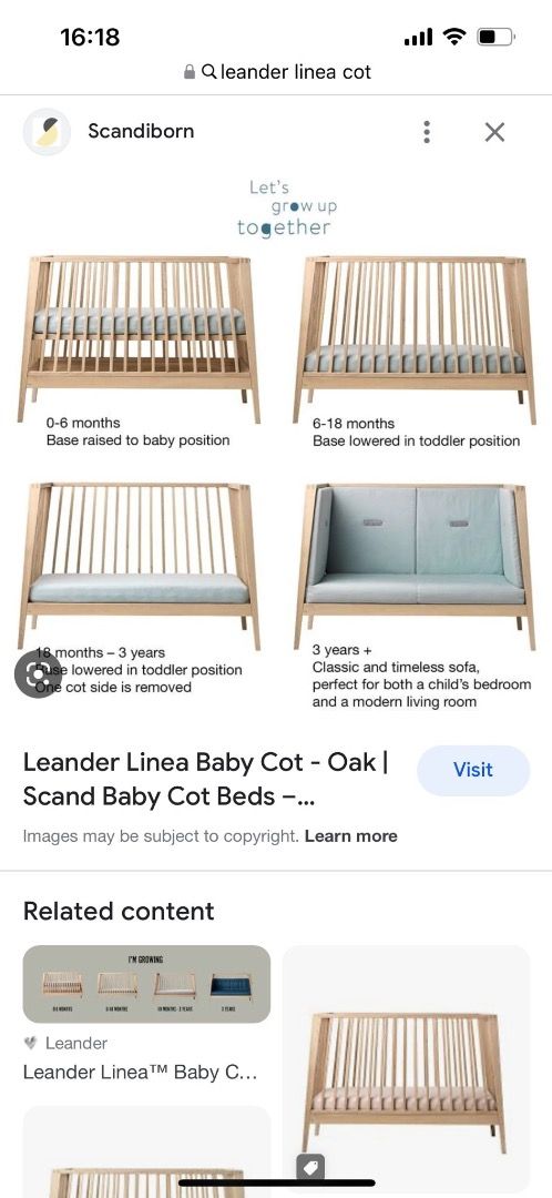 Leander Linea converter cot, Babies & Kids, Baby Nursery & Kids ...