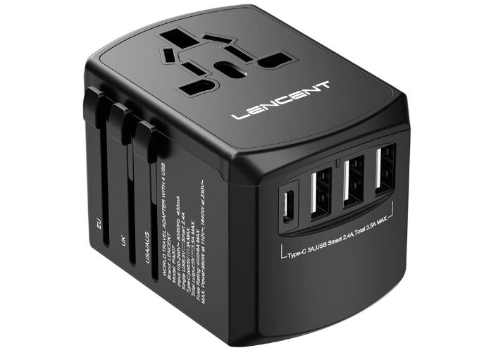 LENCENT Universal Travel Adapter, International Charger with 3 USB ...