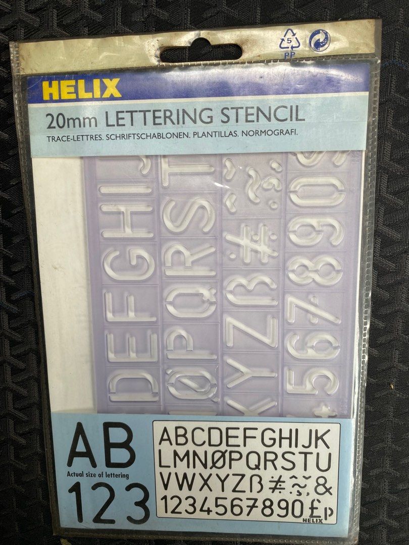 Lettering stencil (stencil huruf) 20mm Brand Helix Made in England ...