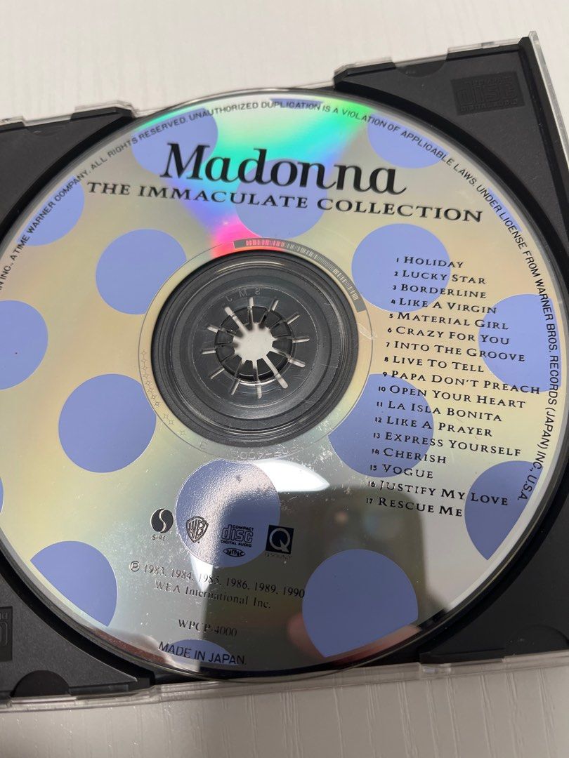 Madonna CD The Immaculate Collection 日版 精選, 興趣及遊戲, 音樂樂器 & 配件, 音樂與媒體 ...
