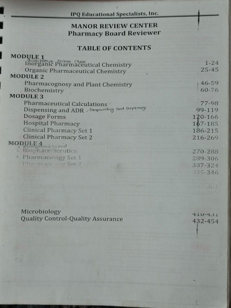 Manor Pharmacy Reviewer (Module 1-4) and Brex Final Coaching PLE 2018 ...