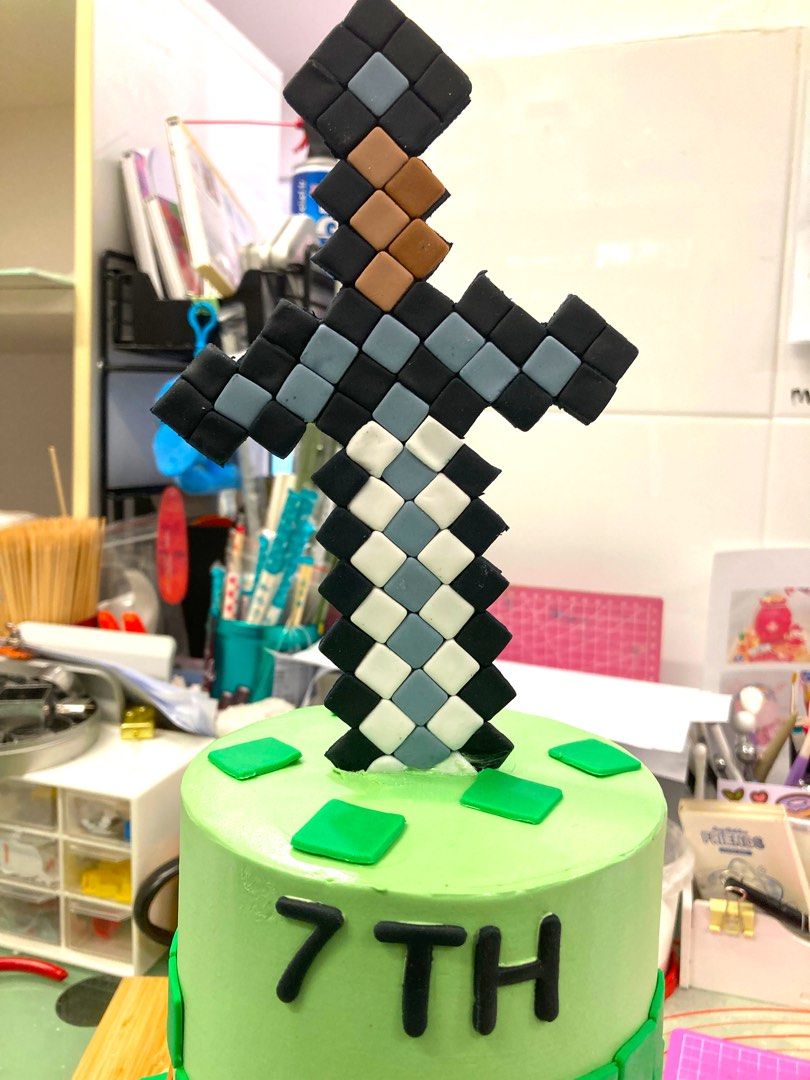 Minecraft 2D sword fondant, Food & Drinks, Homemade Bakes on Carousell