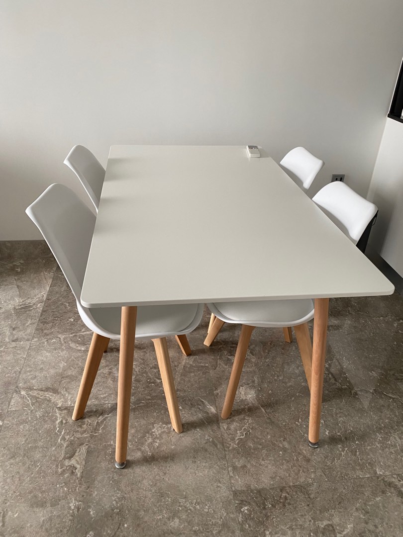[MOVE OUT] FortyTwo Dining Table + 4 chairs, Furniture & Home Living ...