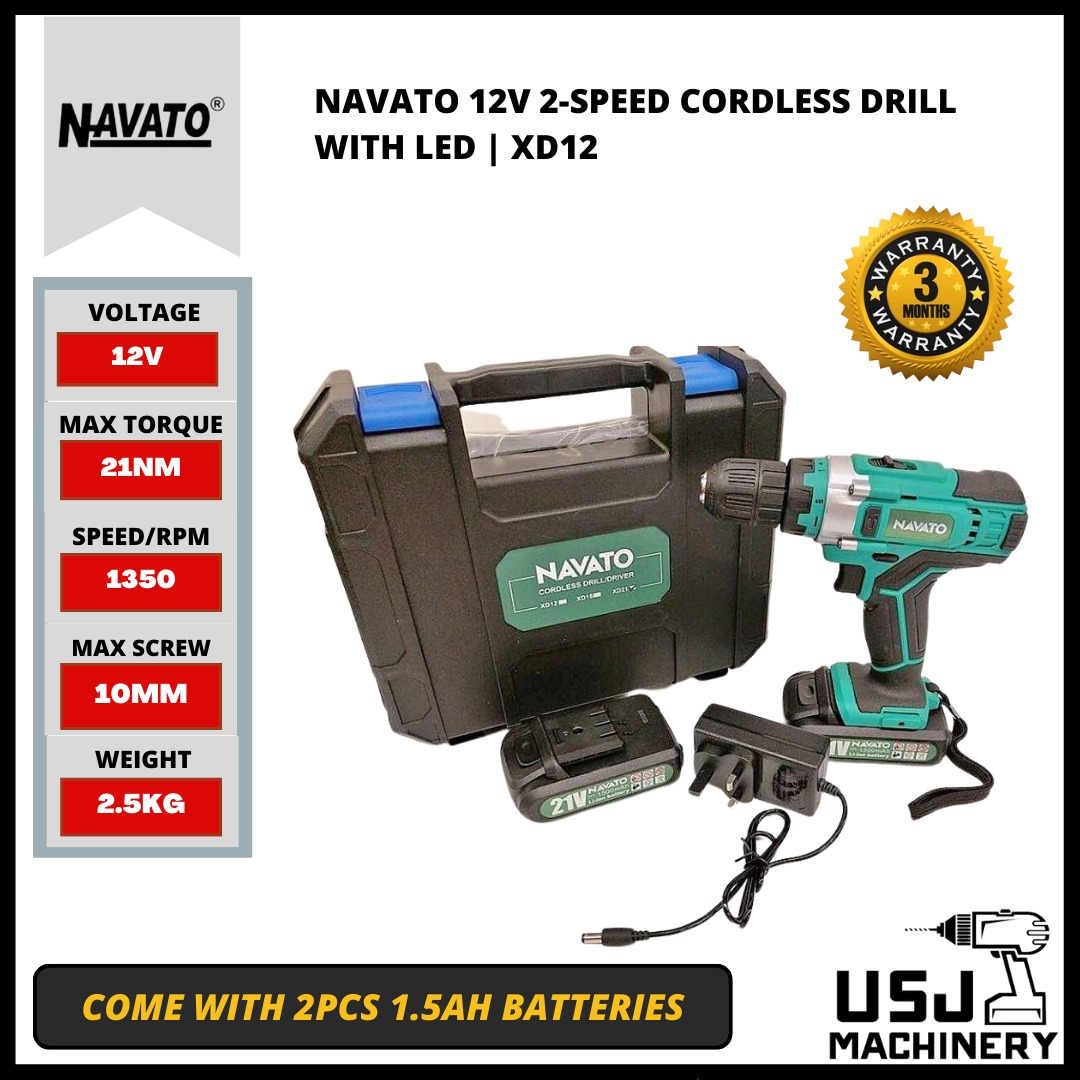 Navato 12V 2-Speed Cordless Drill With LED XD12 | 3 Months Warranty ...