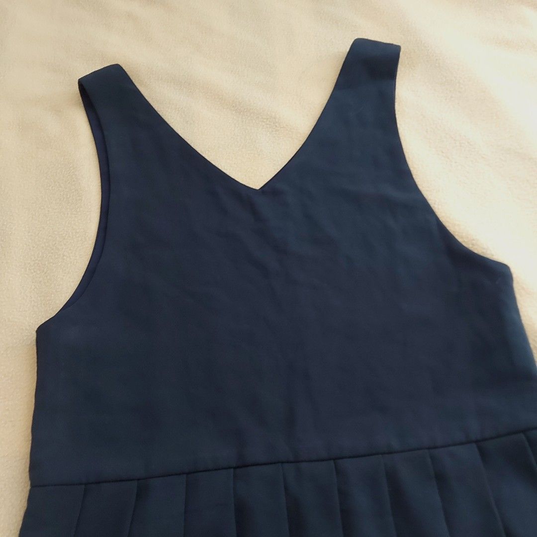 Navy Blue Preppy Suspender Dress, Women's Fashion, Dresses & Sets ...